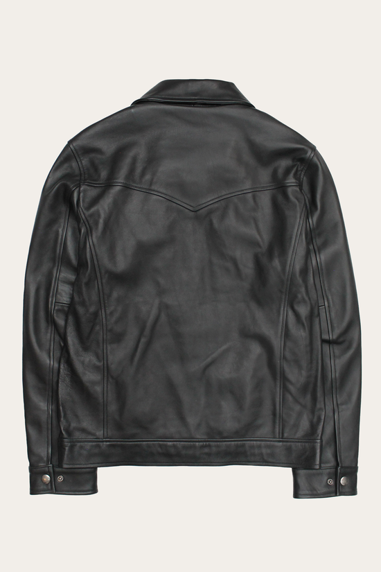 Men’s Black Durango Trucker Leather Jacket | The Frye Company