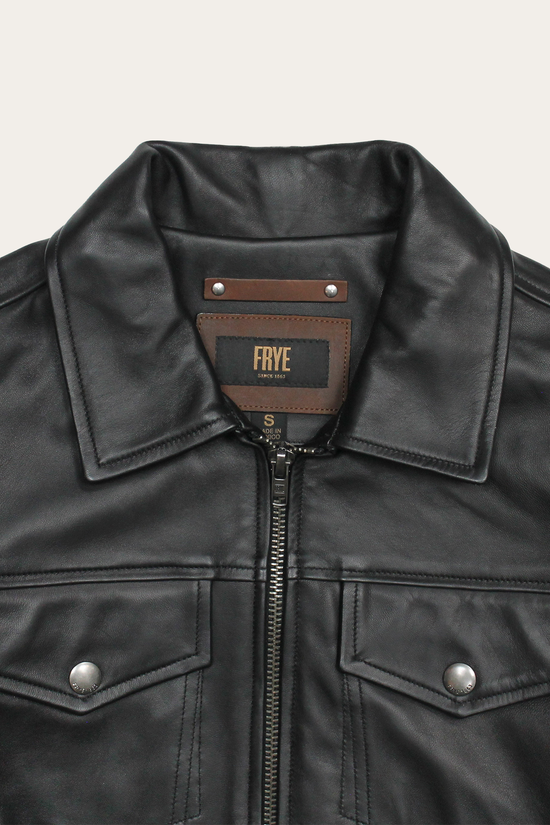 Men’s Black Durango Trucker Leather Jacket | The Frye Company