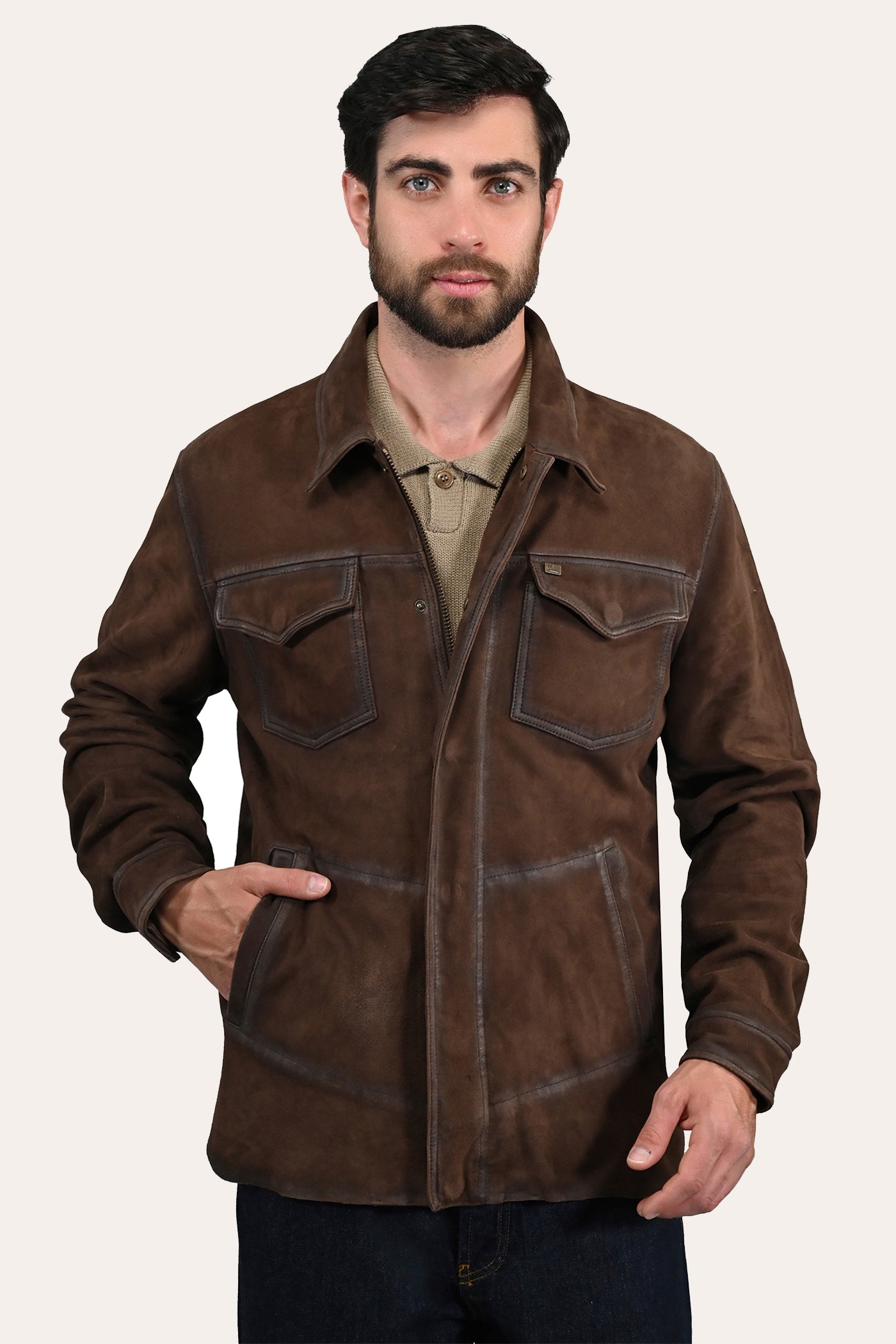 Men’s Dark Brown Brody Suede Shacket | The Frye Company