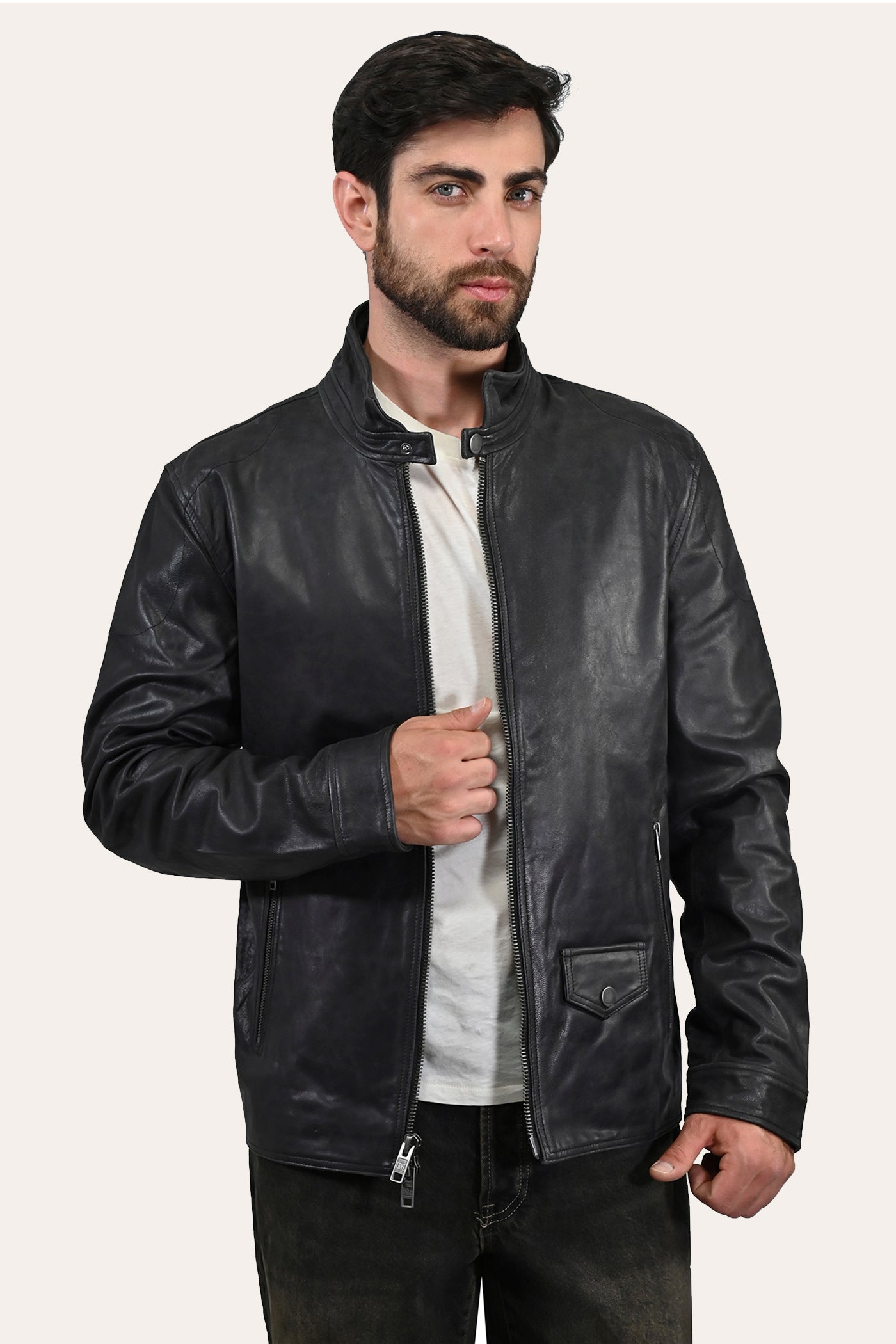 Men’s Black Lawton Modern Nappa Biker Jacket | The Frye Company