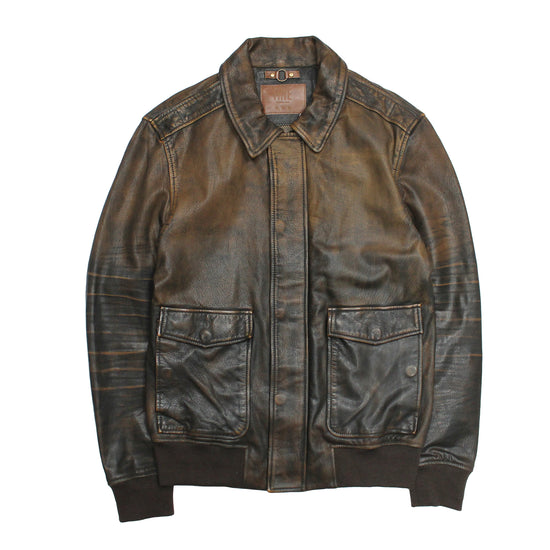 Men’s Brown Beige Nebraska Bomber Leather Jacket | The Frye Company