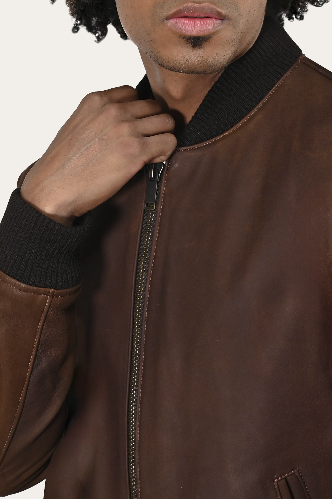Men’s Cognac Clay Leather Bomber Jacket | The Frye Company