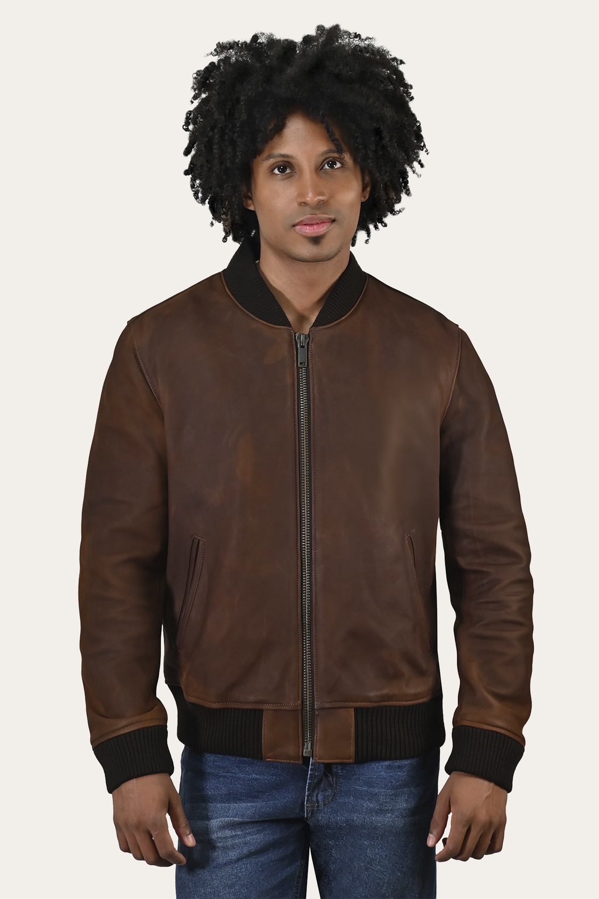 Men’s Cognac Clay Leather Bomber Jacket | The Frye Company