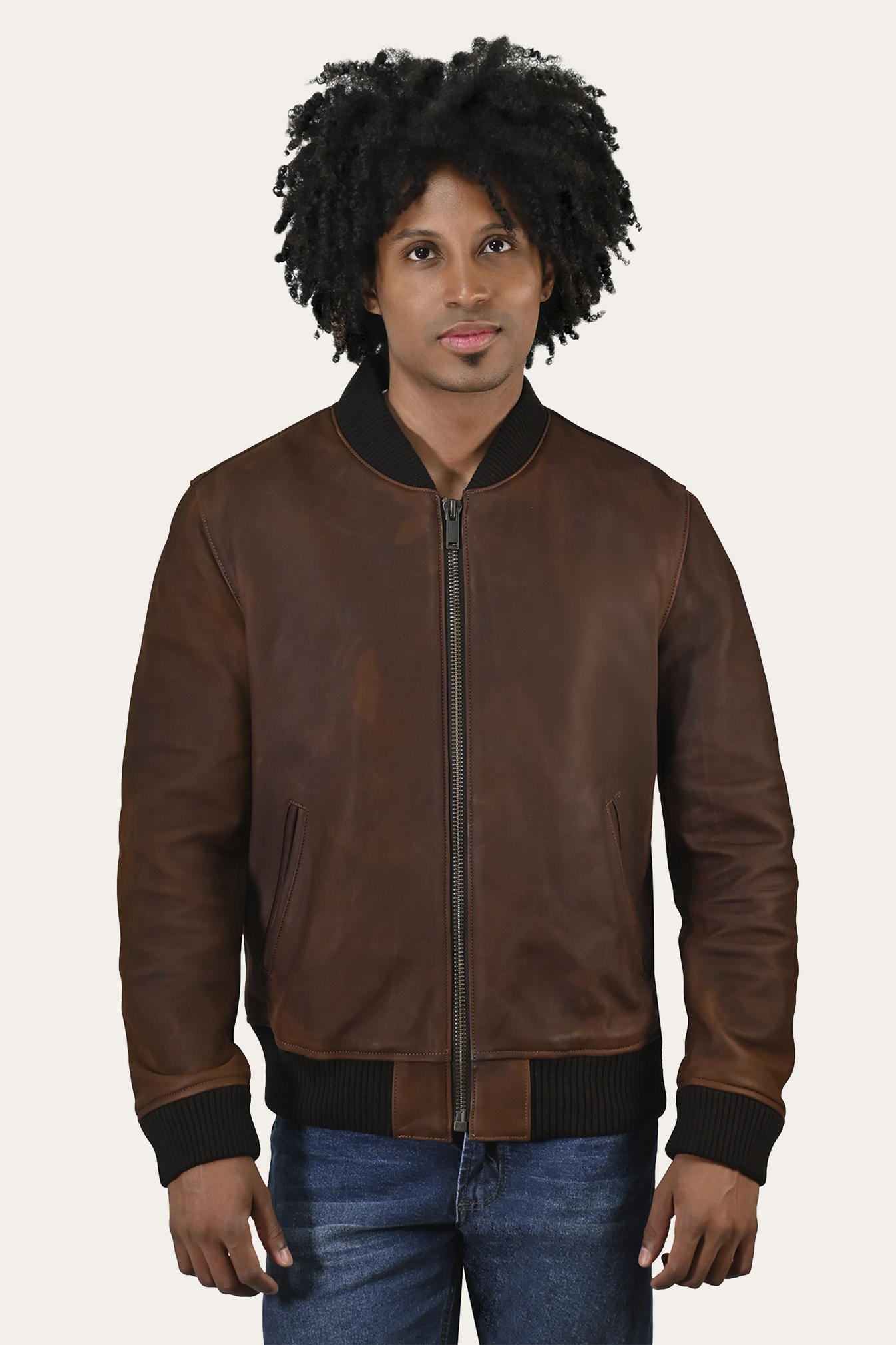 Men’s Cognac Clay Leather Bomber Jacket | The Frye Company