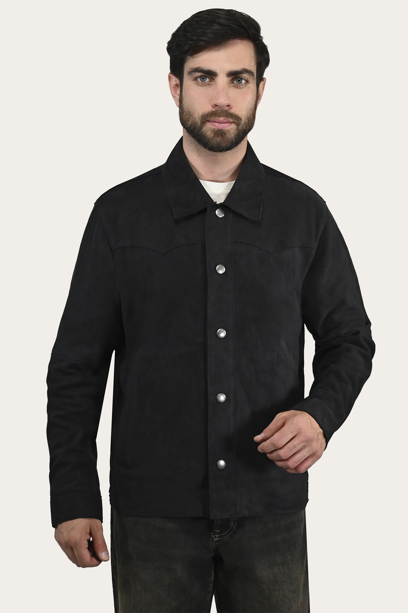 Men’s Navy Blue Judd Minimalist Suede Shacket | The Frye Company