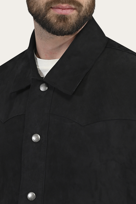Men’s Navy Blue Judd Minimalist Suede Shacket | The Frye Company