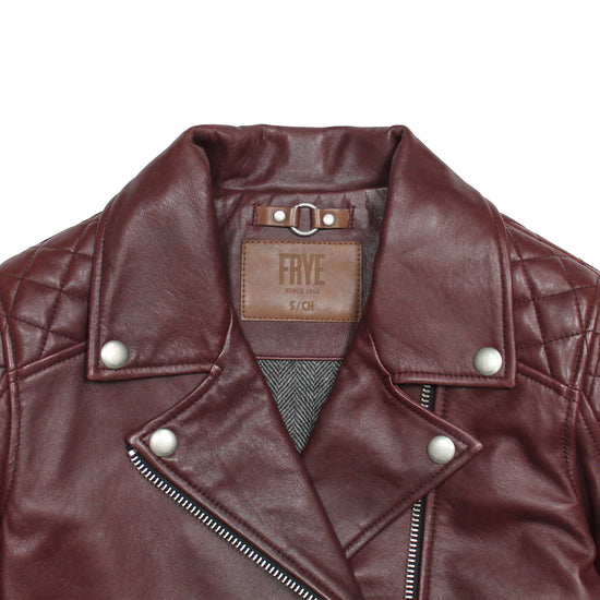 Women’s Oxblood Oklahoma Nappa Leather Biker Jacket | The Frye Company