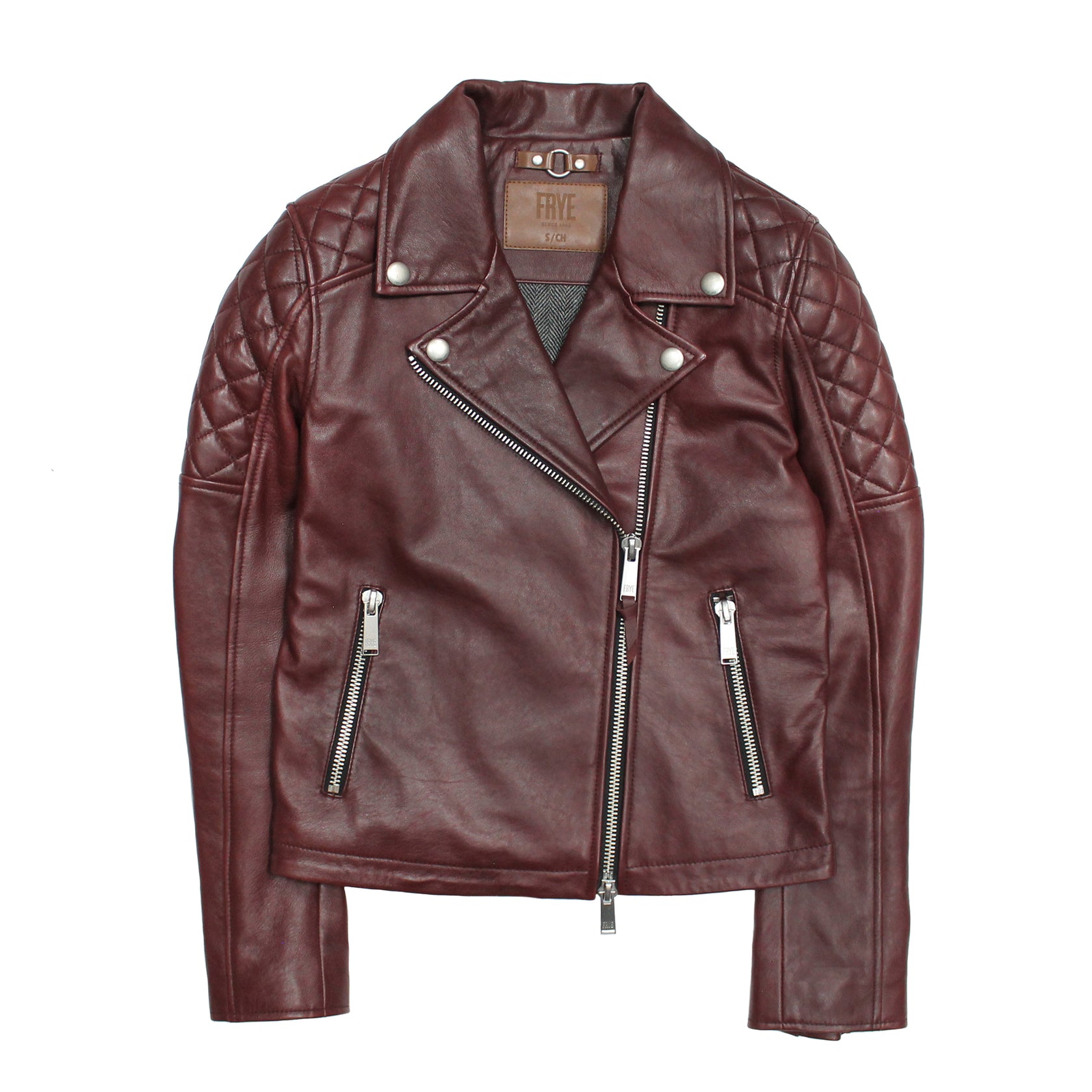 Women’s Oxblood Oklahoma Nappa Leather Biker Jacket | The Frye Company
