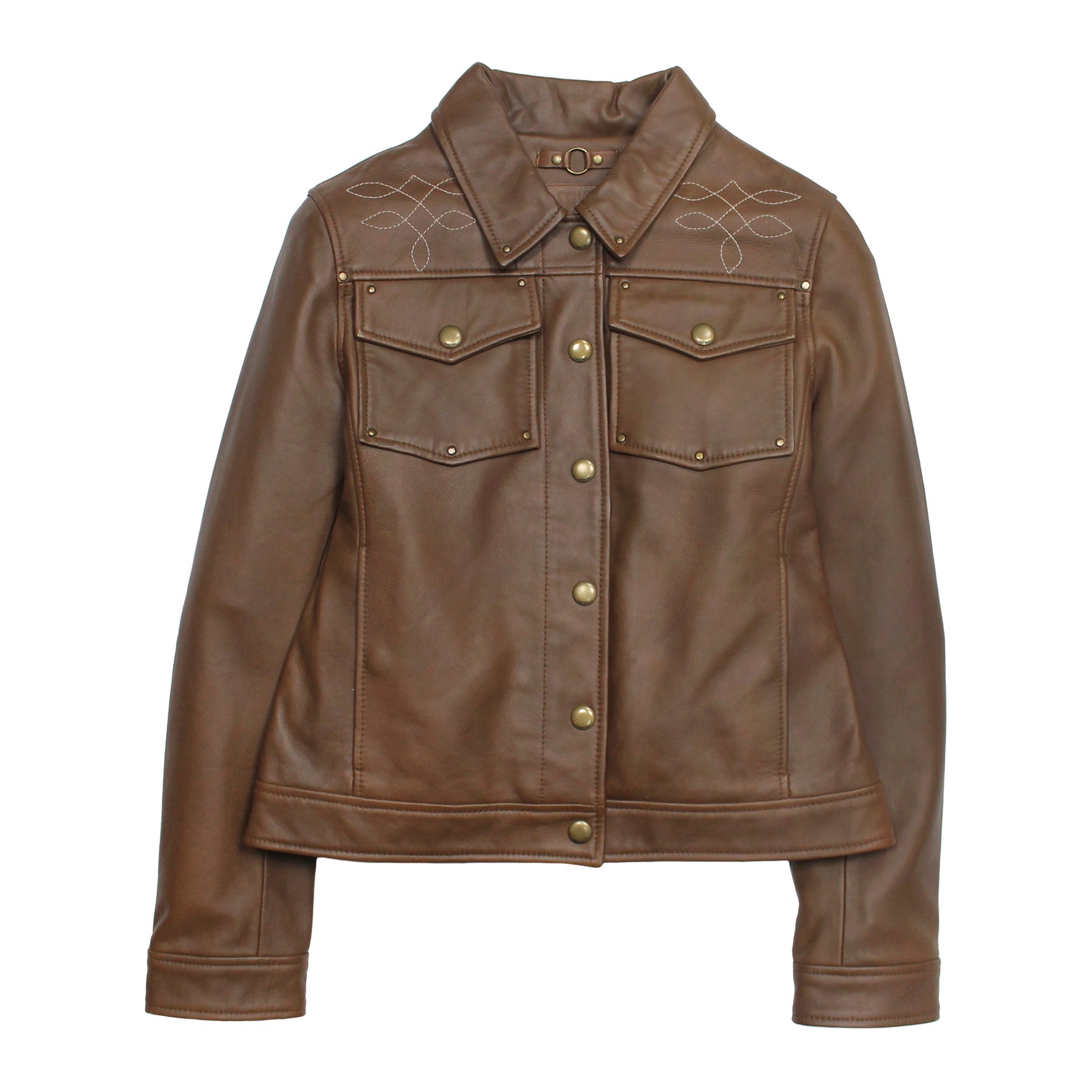 Women’s Medium Brown Callum Trucker Leather Jacket | The Frye Company