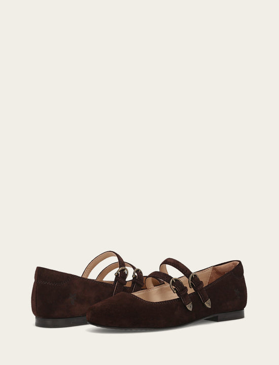 Women's Chocolate Carson Multi Mary Jane Flat | The Frye Company
