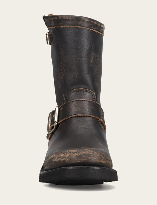 Women's Distressed Black Viv Short Engineer Bootie | The Frye Company